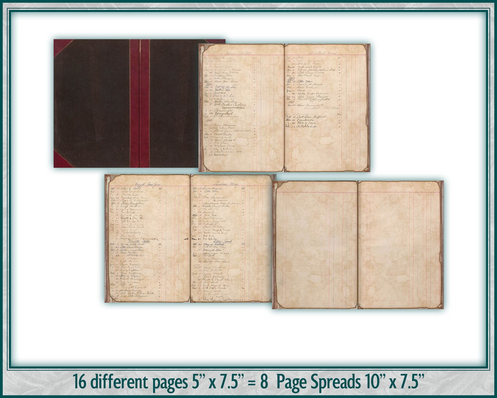 Antique School Librarian's Handwritten Book Ledger Pages Digital ...