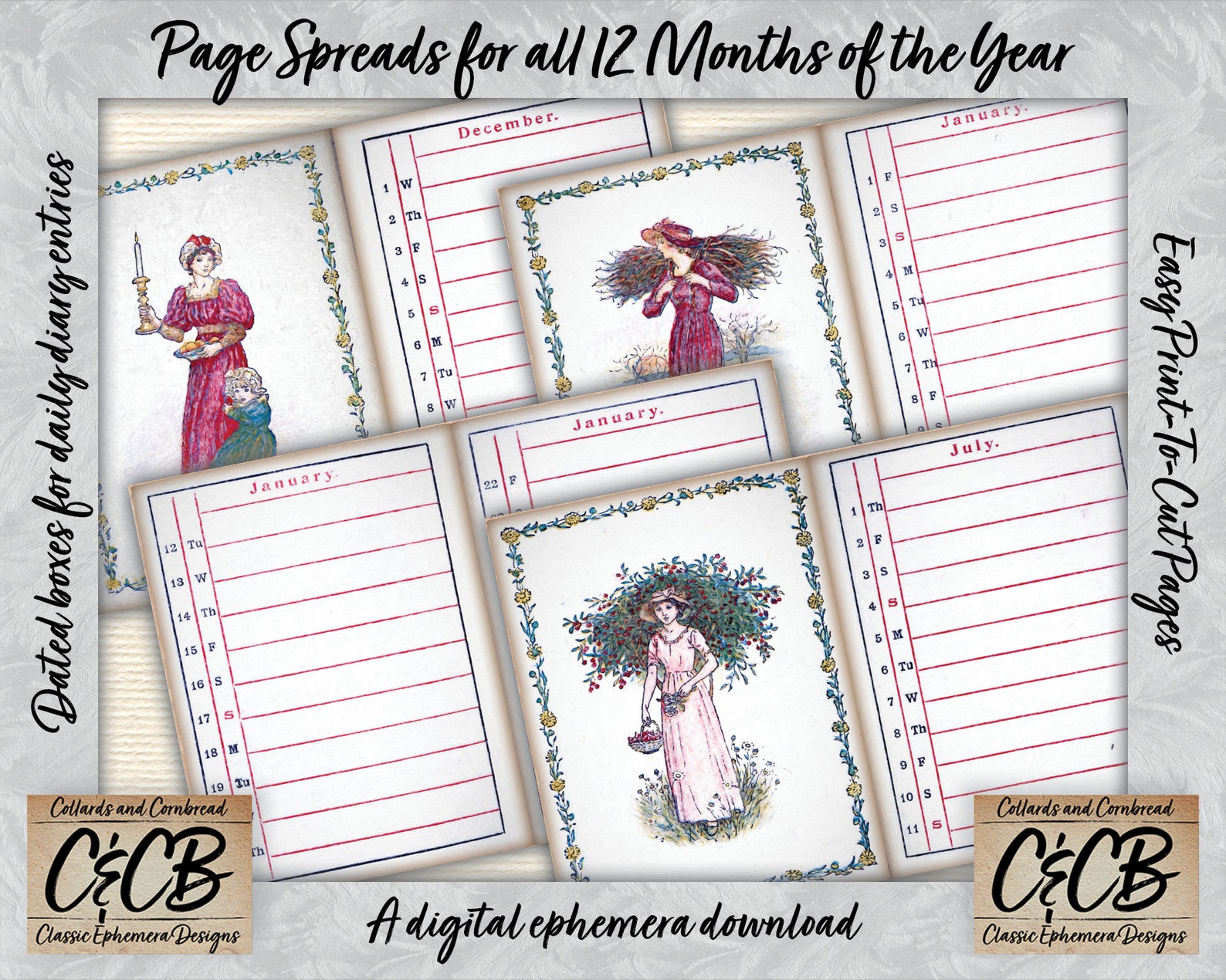 Victorian Secret Garden Diary Journal Digital Download Starter Pages ...