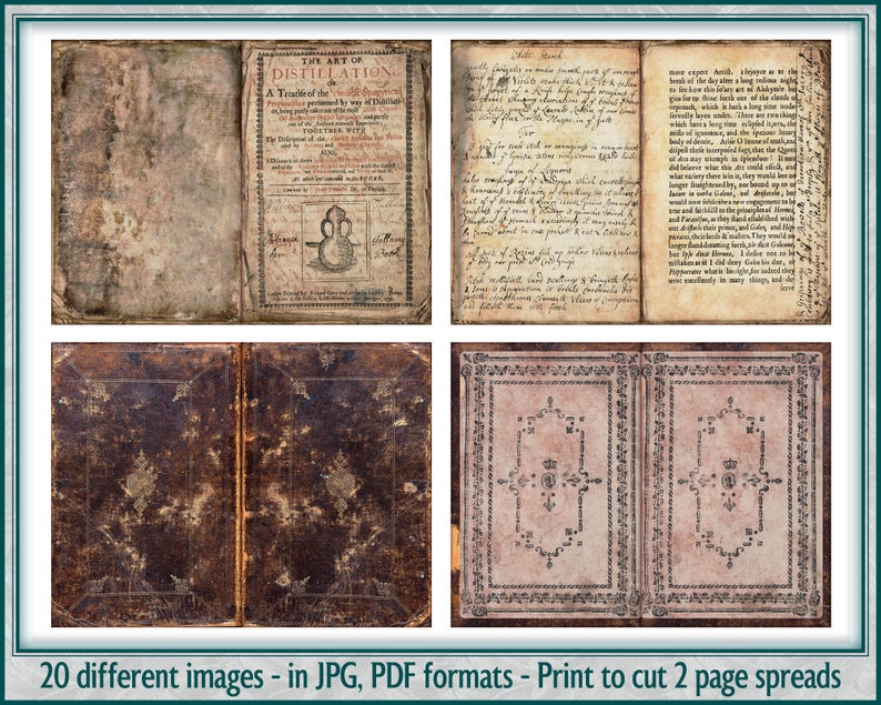 Antique Distillation Recipe Book Pages Digital Download Print to Cut ...