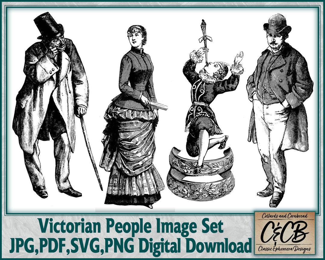 Victorian People Images Line Art Digital Download Clip Art Set for Junk ...