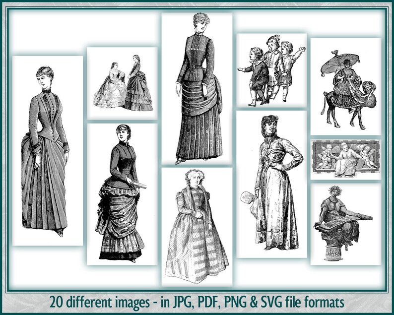 Victorian People Images Line Art Digital Download Clip Art Set for Junk ...