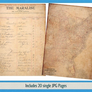 Antique Hotel Registry Ledger Book Pages Digital Download Print to Cut ...