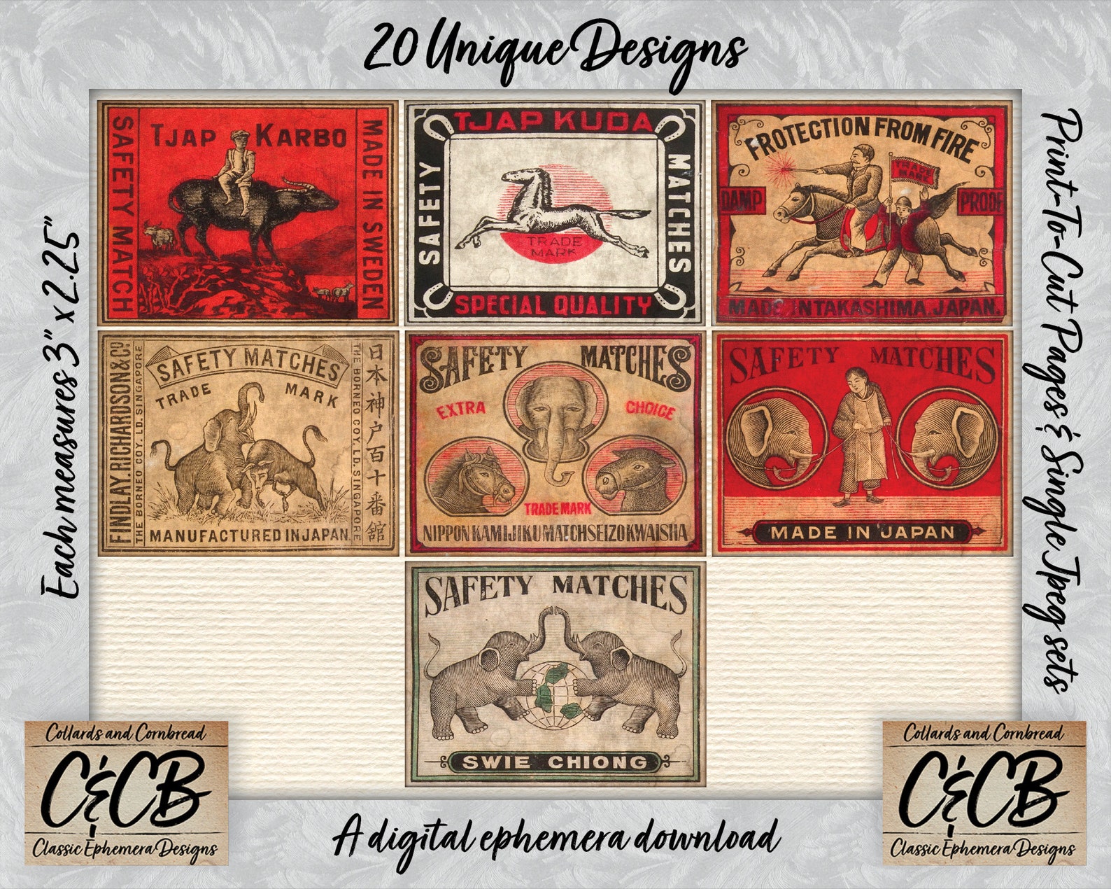 Retro Match Book Covers & Labels Digital Download Ephemera Set - Etsy