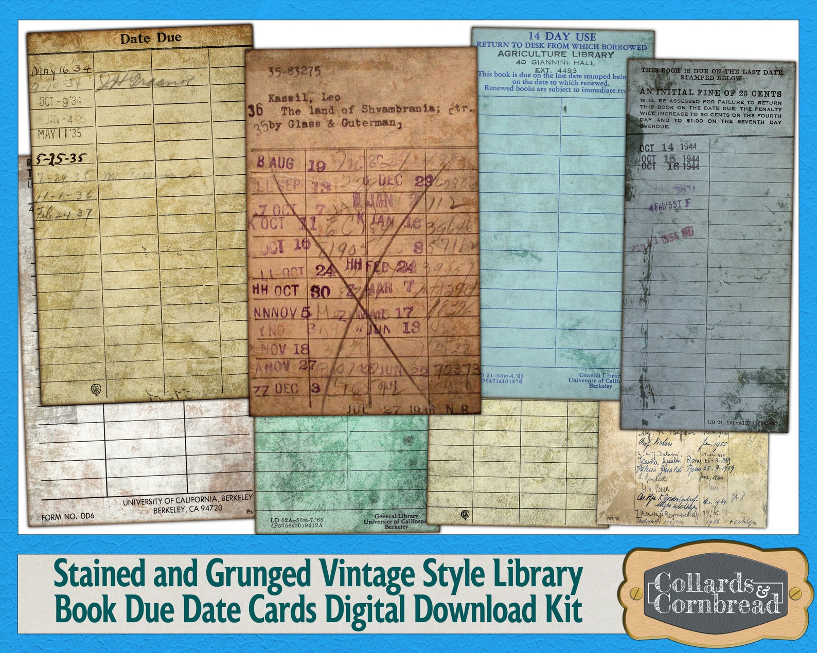 Grunged Library Due Date Slips Printable Digital Download - Etsy