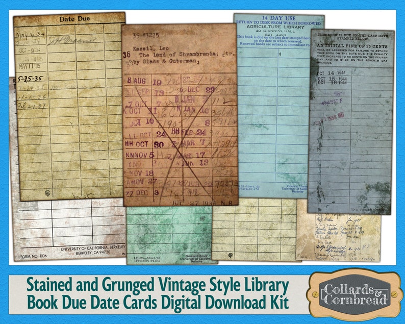 Grunged Library Due Date Slips Printable Digital Download - Etsy