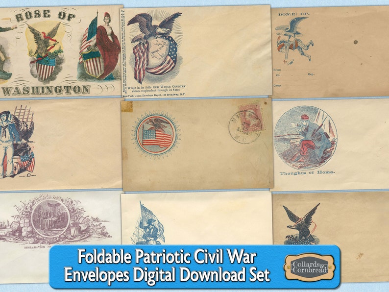 Civil War Era Patriotic Envelope Covers Digital Download Ephemera ...