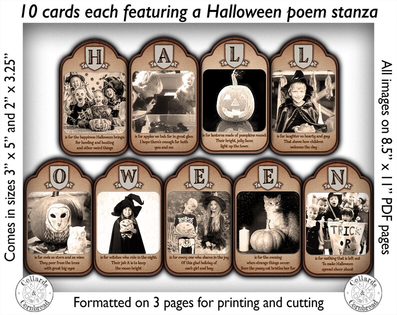 Halloween Poem Journaling Cards Printable Digital Download Ephemera ...