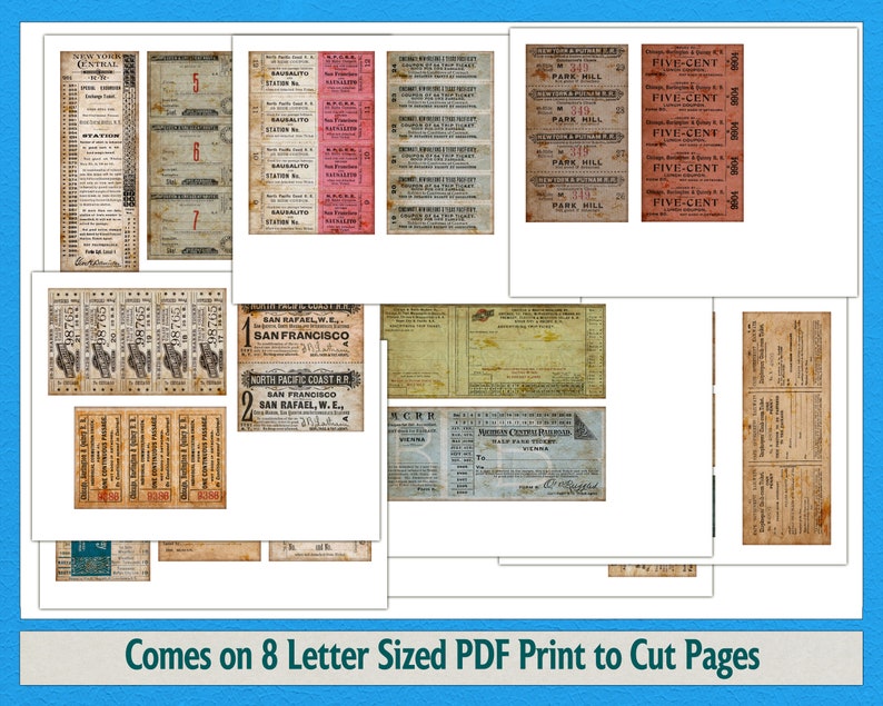 Trains, Trolleys & Buses Transit Tickets and Passes Printable Digital ...