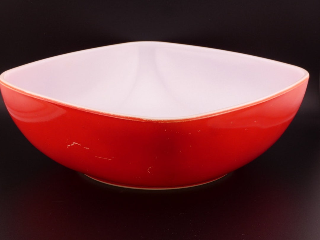 Vintage Pyrex Red Square Nesting Bowl Primary Colors Hostess Bowl 2 1/2 ...