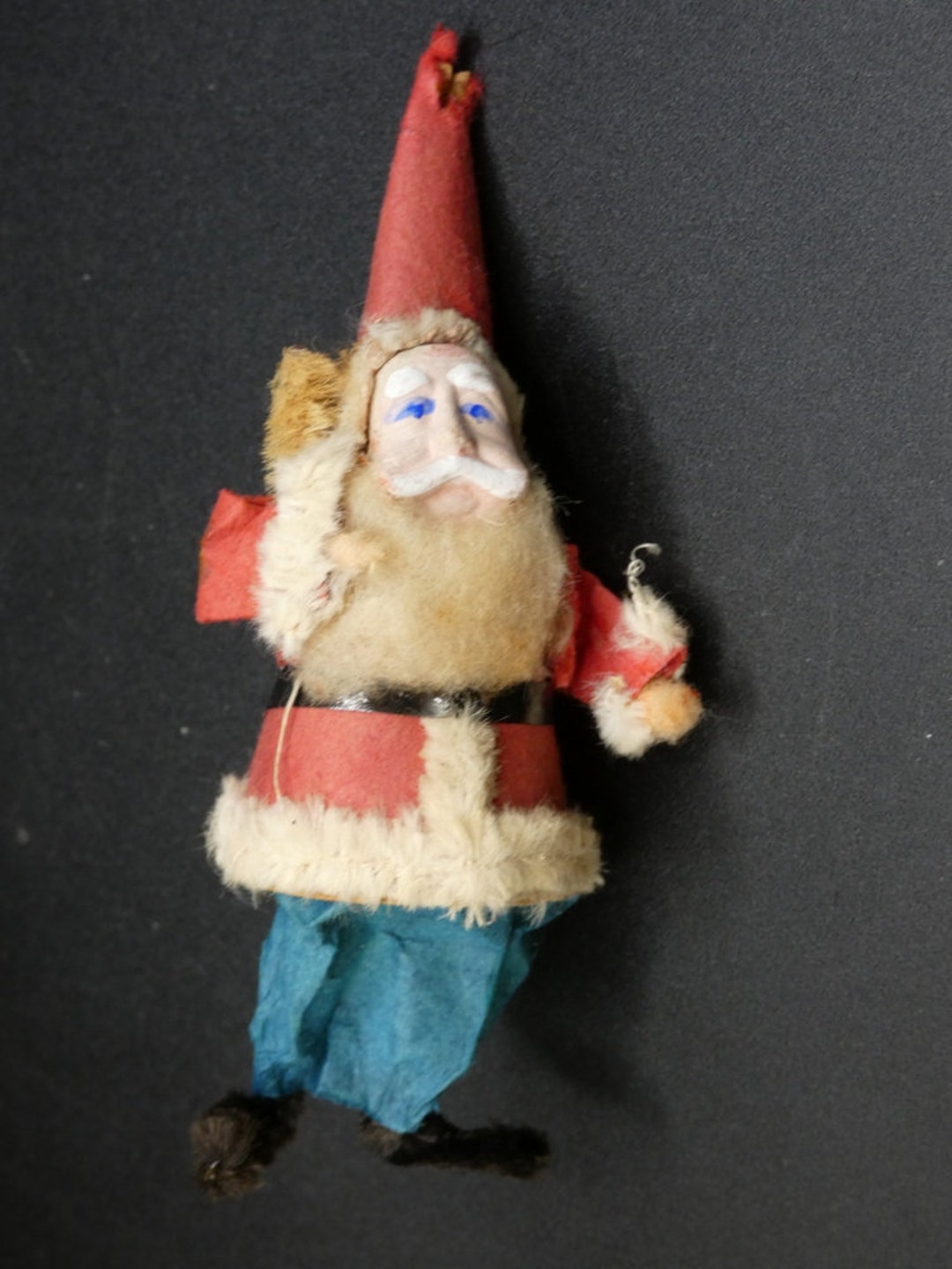 Vintage 1930s Christmas Belsnickle Crepe Paper Santa With Blue Pants ...