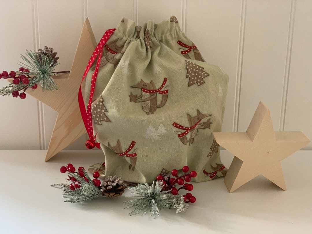 Christmas Fox Linen Fabric Gift Bags - Etsy