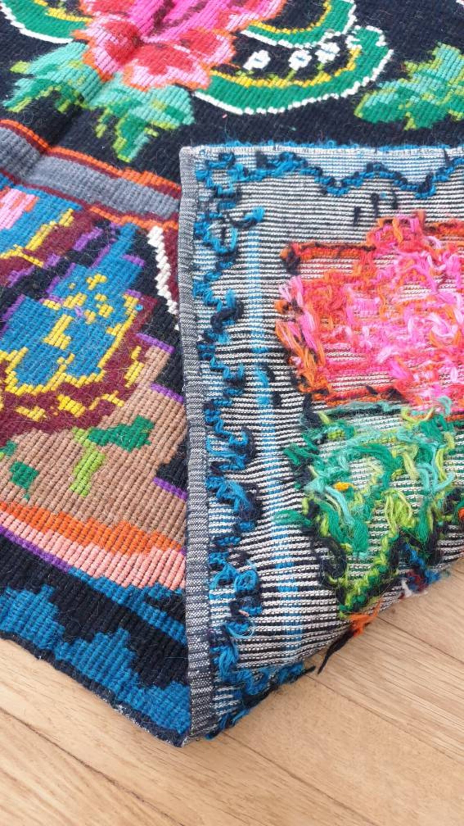 Large Handmade Romanian Rug 330x160cm With Amazing Bohemian Floral ...