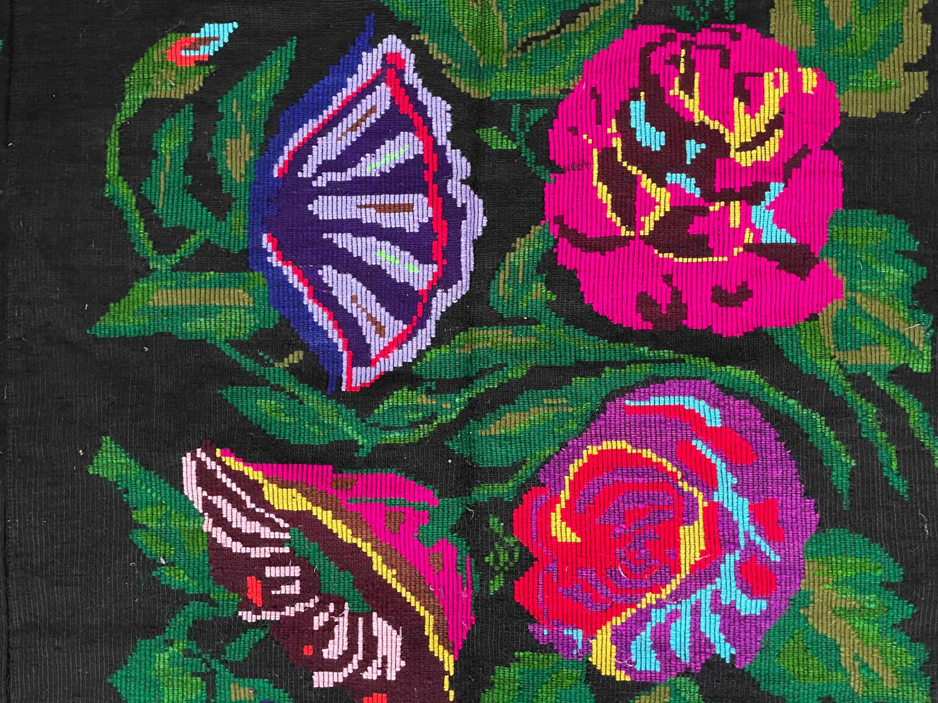 Handwoven Romanian rug with colorful bohemian floral design | Etsy