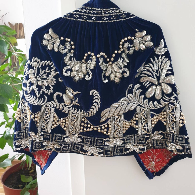 Statement Royal Cape Blue Velvet With Hand Embroidery Vintage - Etsy