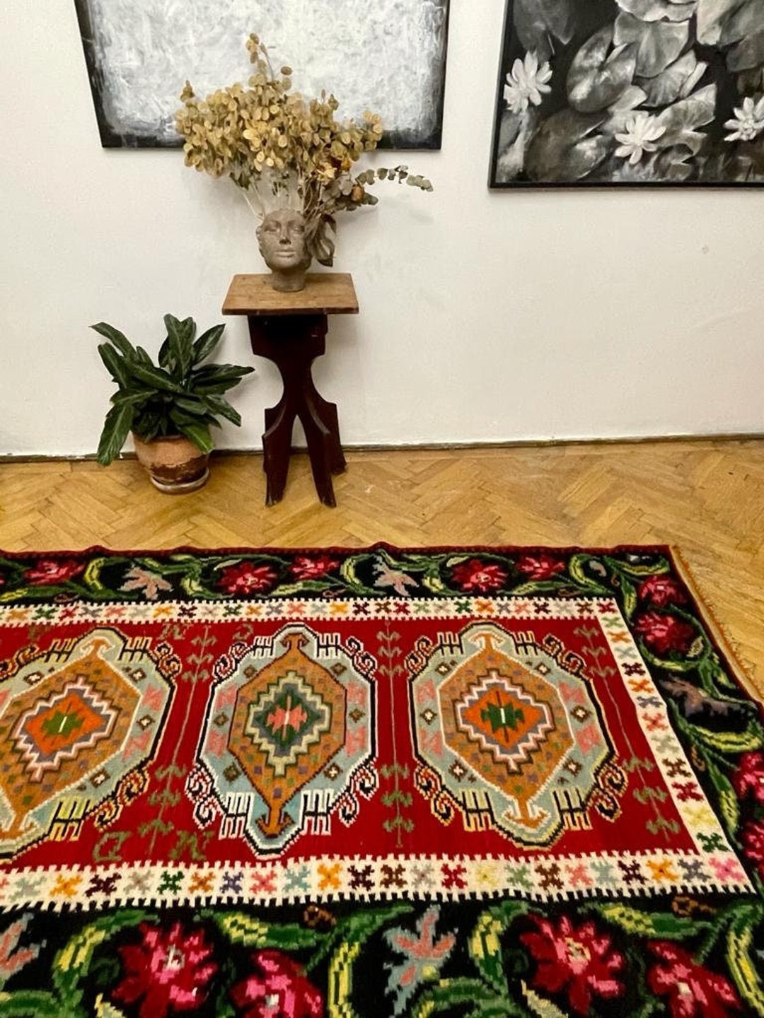 Wool Handwoven Rug, Amazing Colors and Floral and Geometric Design ...