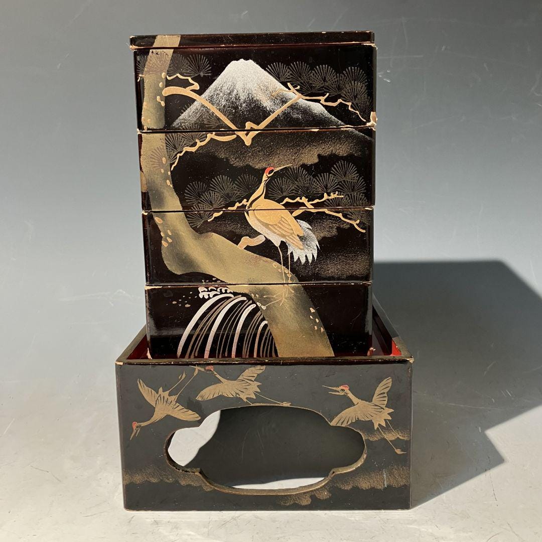 Miniature Japanese Lacquered Bento Box Set | Hinamatsuri Display - Etsy