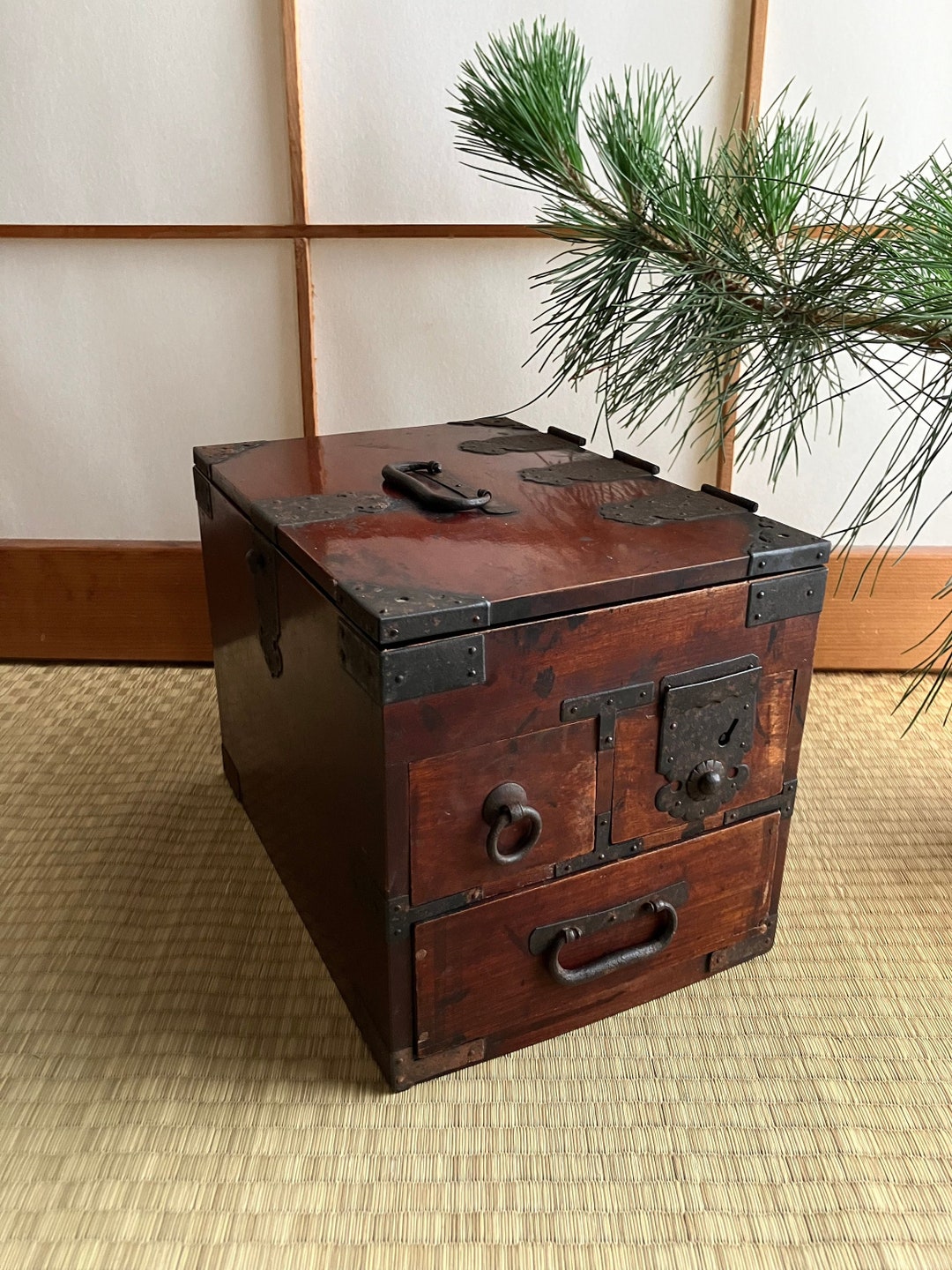Japanese Writing Cabinet Kakesuzuri Antique Style Desk Organizer for ...