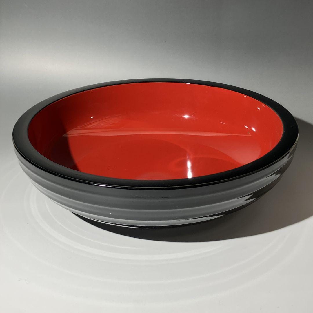 Negoro Red Urushi Lacquer Plate for Sushi or Rice | Japanese Antique ...