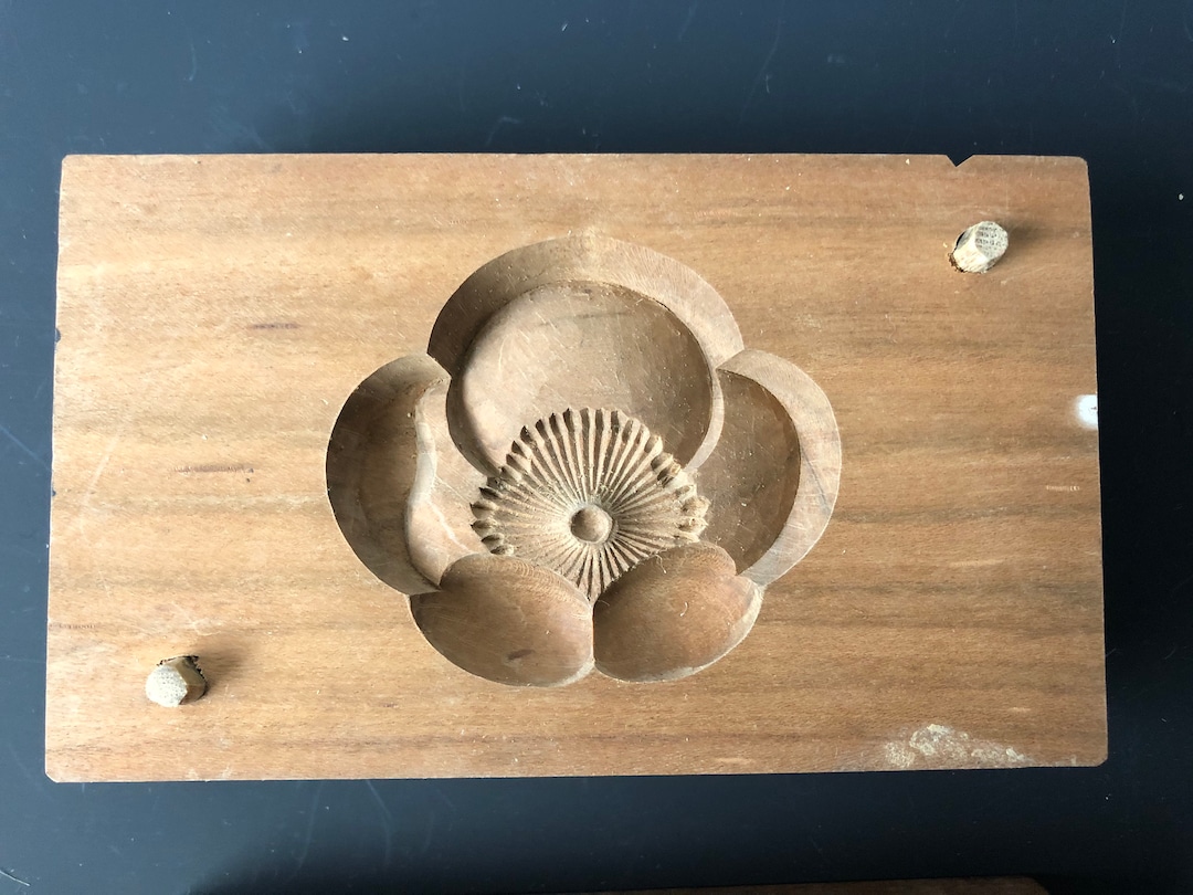 Three Wooden Cake Mold Hand Carved Craftwork From Japan Kashigata ...