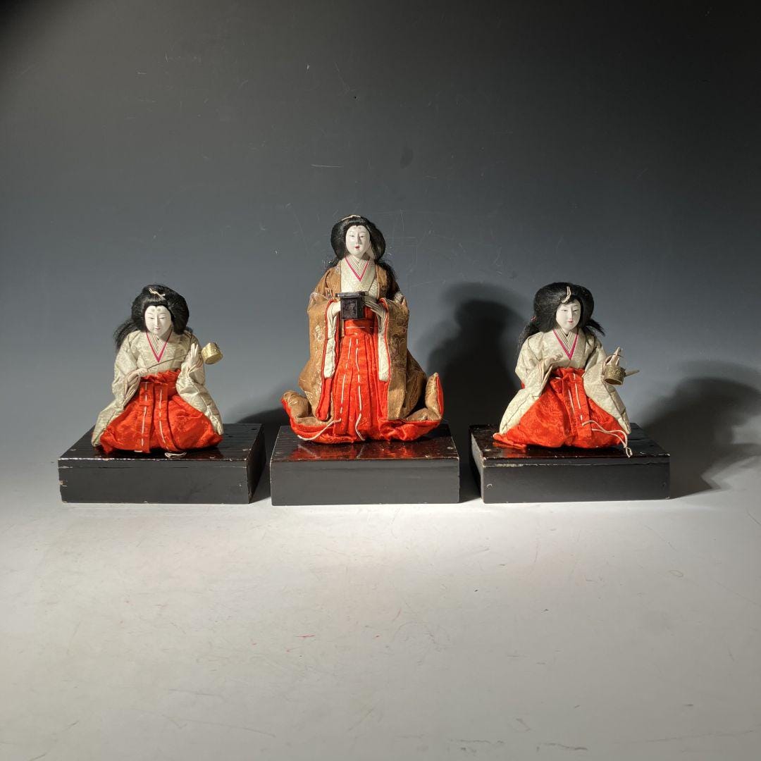 Antique Japanese Hinamatsuri Dolls | Three Court Ladies Set - Chritsmas ...