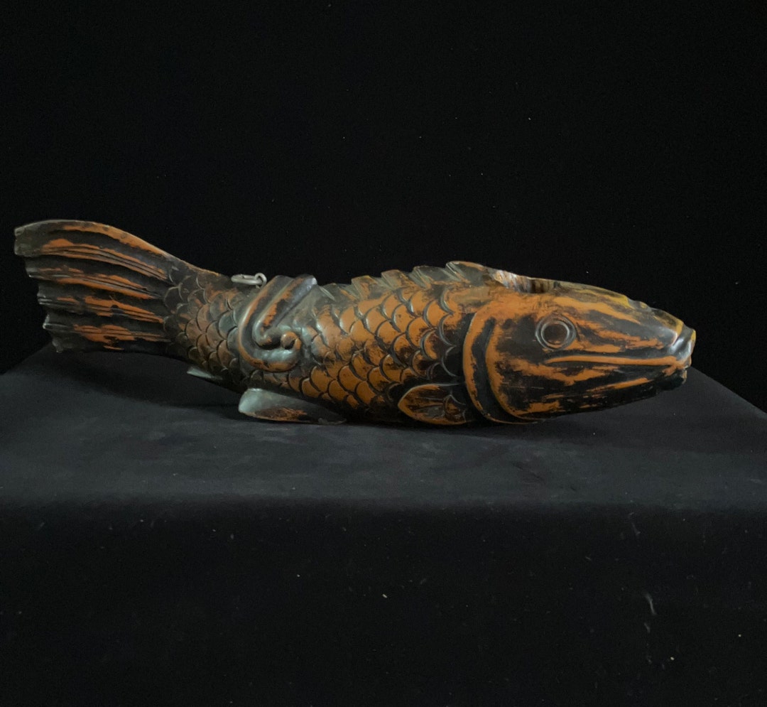 Antique Wooden Fish Carving From Japan Kitchenware Jizaikagi Device ...