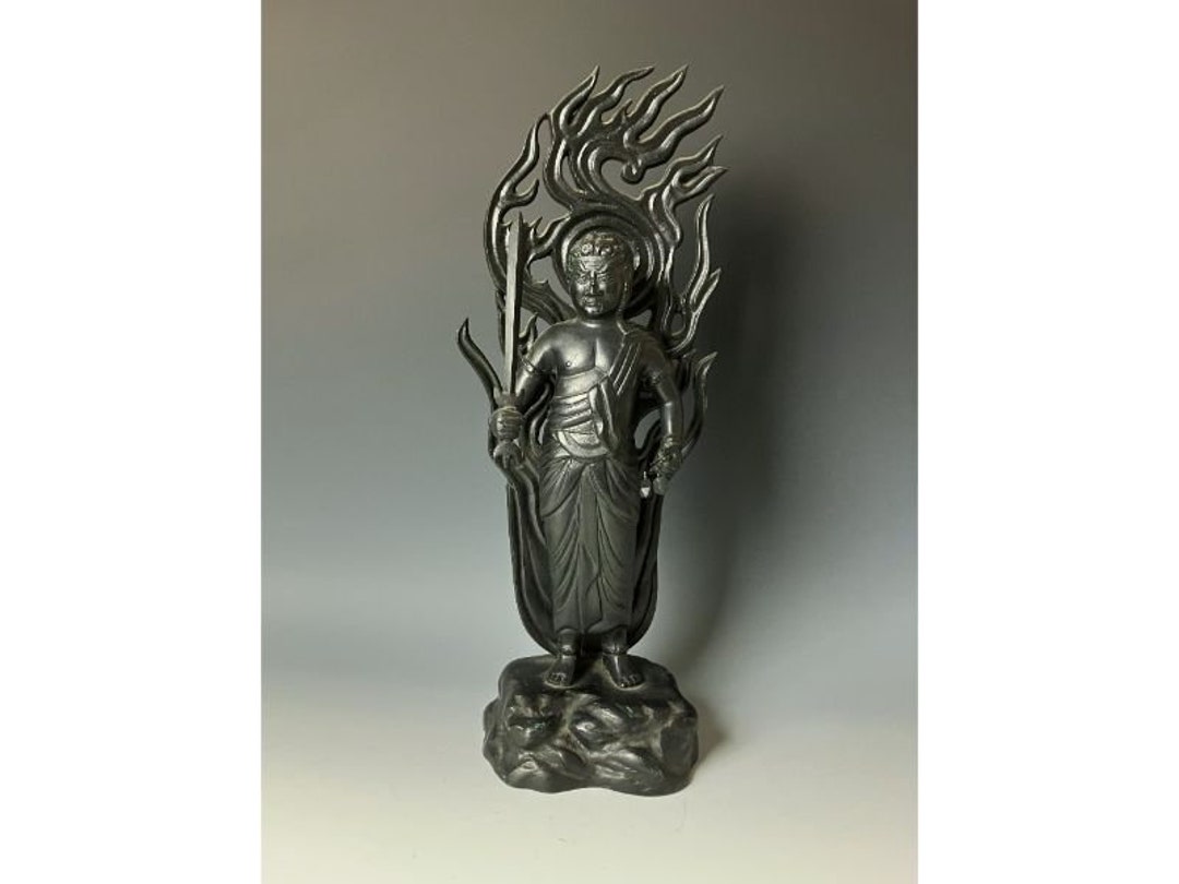 Japanese Vintage Metal Buddhist Statue of Acala "fudo-myoo" H.14.6inch ...