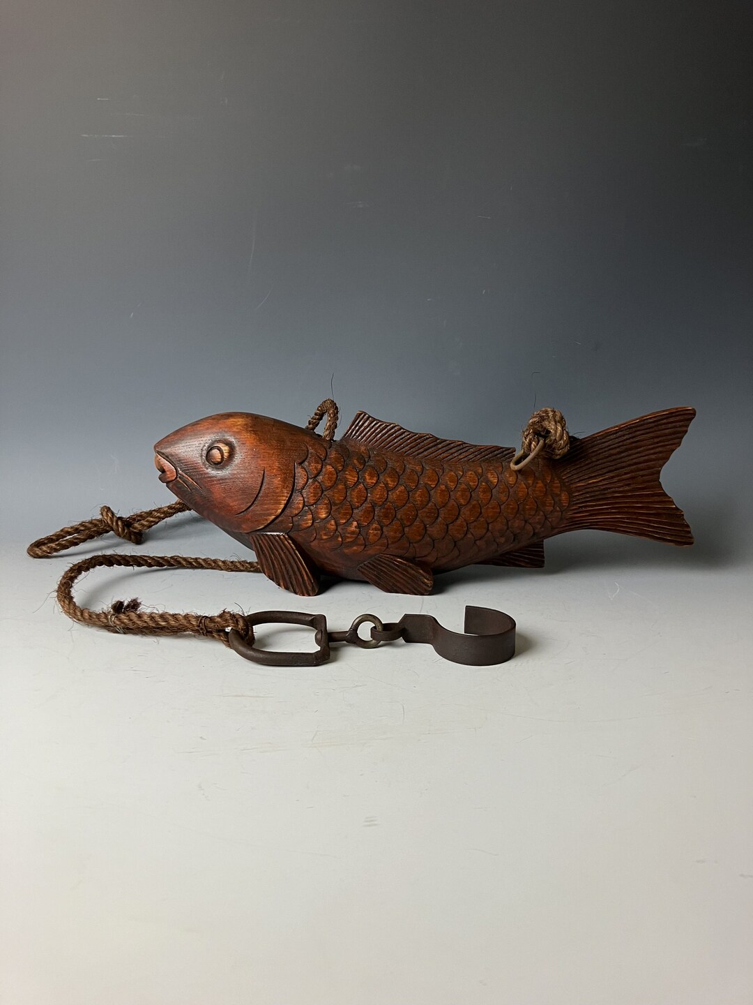 Antique Wooden Fish Carving From Japan Kitchenware Jizaikagi Device ...