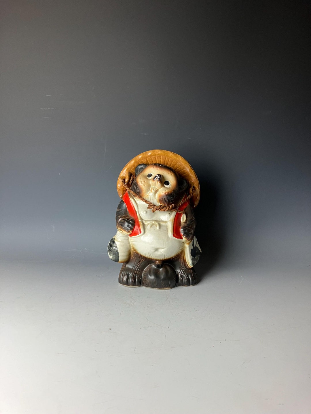 Japanese Ceramic Tanuki Raccoon Dog Sculpture for Garden or Entrance H ...