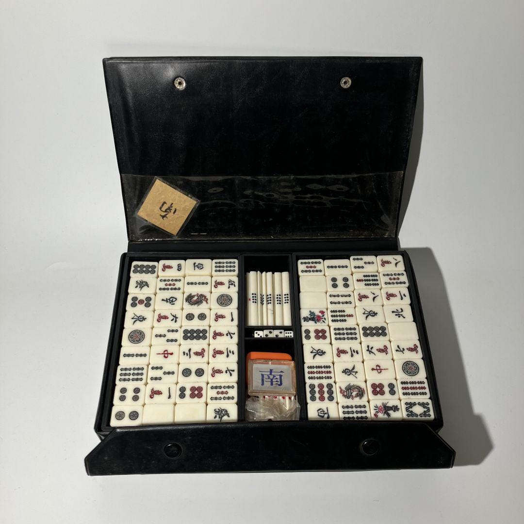 Vintage Mahjong Set With Case | Complete Tiles, Dice & Sticks | Plastic ...