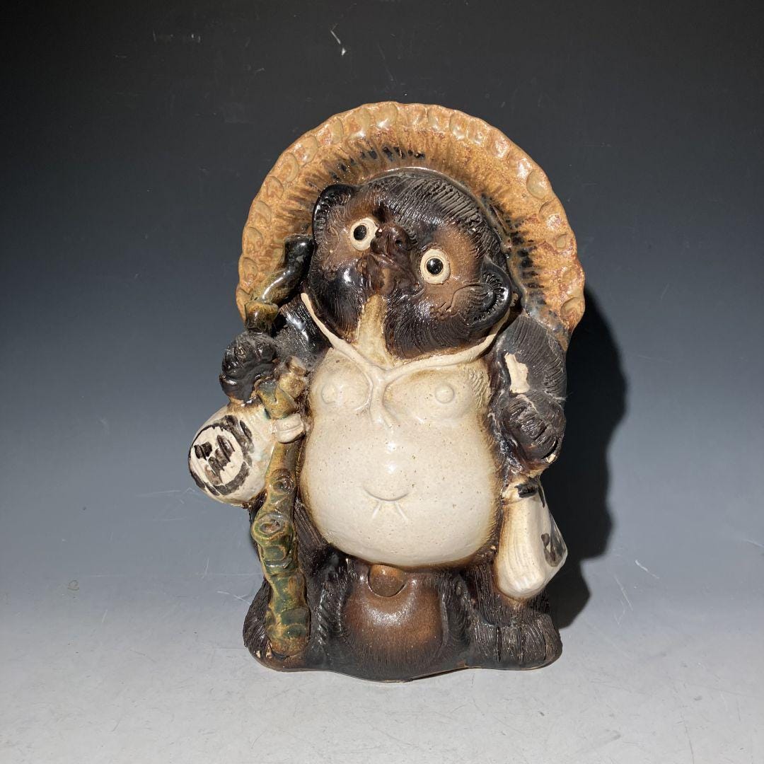 Japanese Ceramic Tanuki Raccoon Dog Statue – Handmade Garden Decor - Etsy