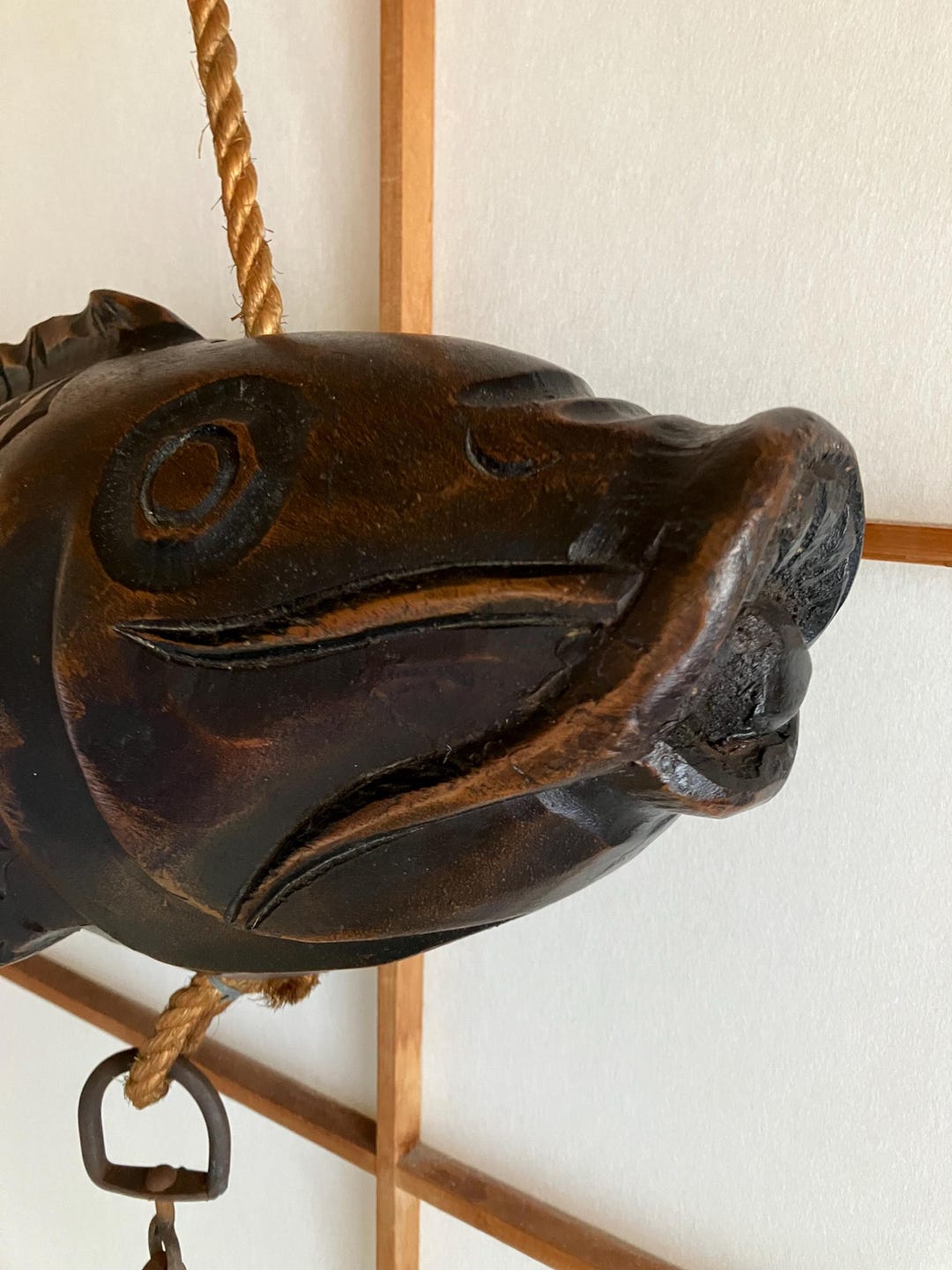 Japanese Vintage Wooden Fish Pot Hook Jizaikagi Device - 25in / 63cm ...