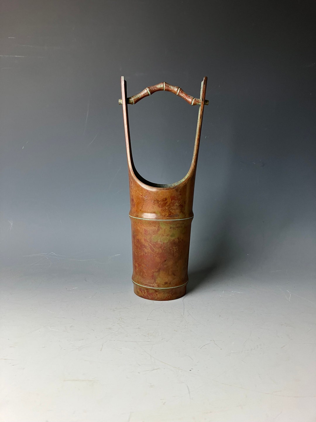 Handmade Japanese Copper Vase h.9in / 23cm Authentic Ikebana Art Deco ...