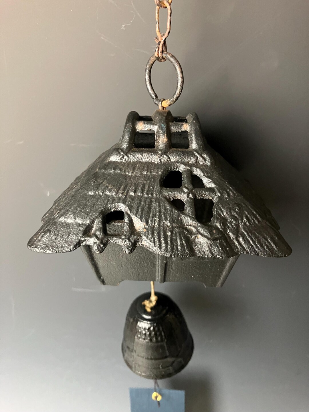 Japanese Small Nambu Iron Wind Chimes furin Traditional Old House Shape ...