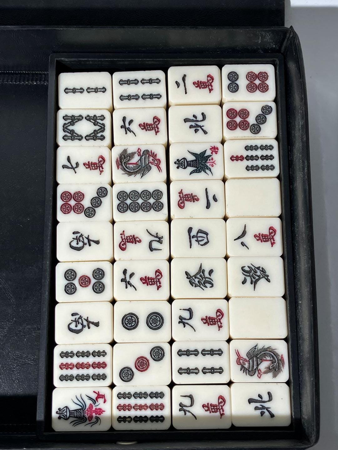 Vintage Mahjong Set With Case | Complete Tiles, Dice & Sticks | Plastic ...