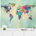 World Map Wall Hanging Tropical Wall Art Blue Boho Tapestry - Etsy