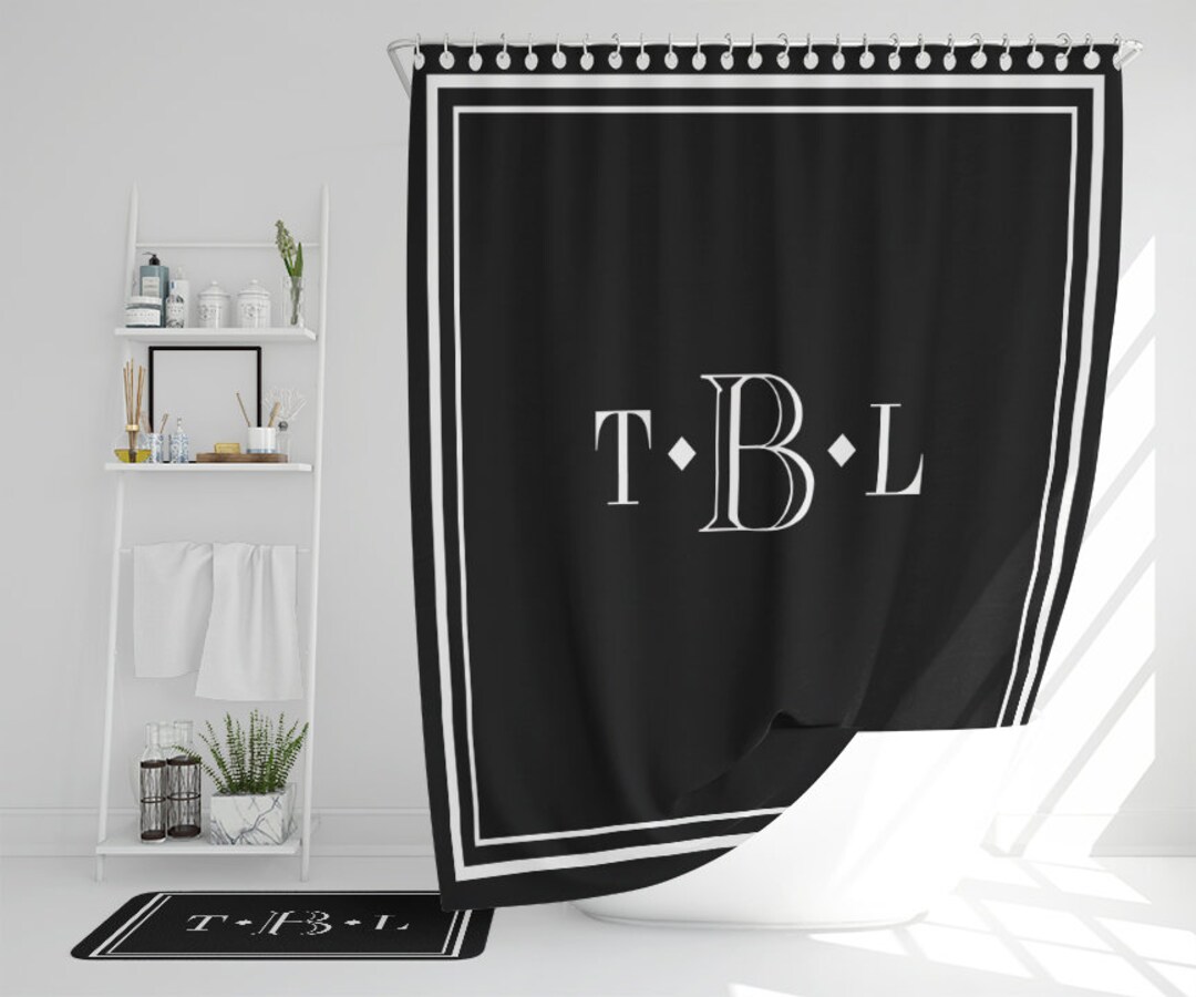 Custom Monogram Shower Curtain, Custom Monogram Bath Mat, Classy Design ...