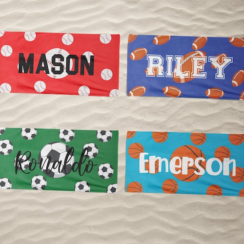 Personalized Sports Beach Towels Kids Beach Towel With Name - Etsy