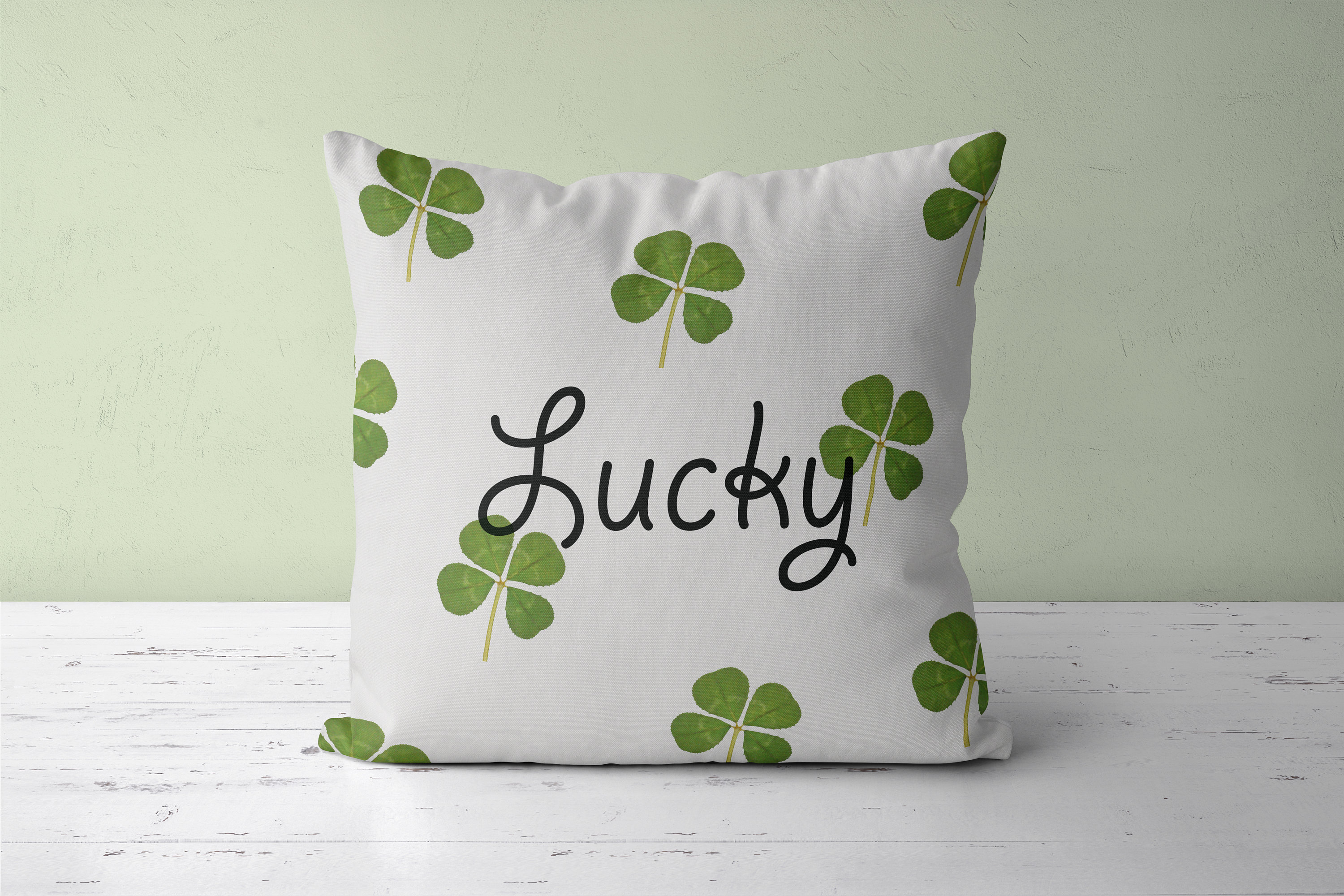 Lucy Throw Pillow, Four Leaf Clover Decor, Lucky Gift, Pillows With ...