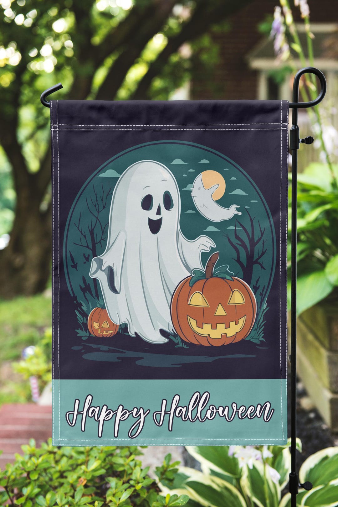 Halloween Yard Sign, Ghost Garden Flags, Welcome Halloween Sign ...