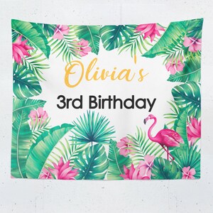 Custom Tropical Girls Birthday Backdrop, Tropical Birthday Decoration ...