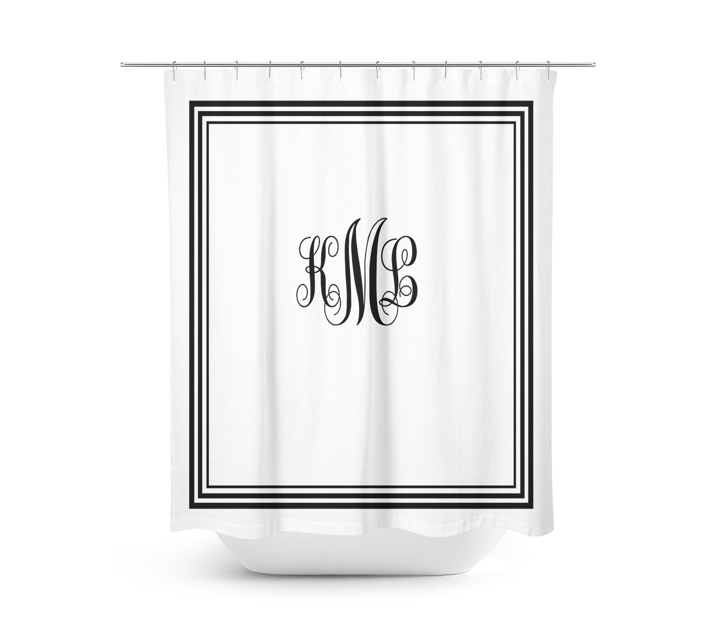 Custom Monogram Shower Curtain Custom Monogram Bath Mat Etsy