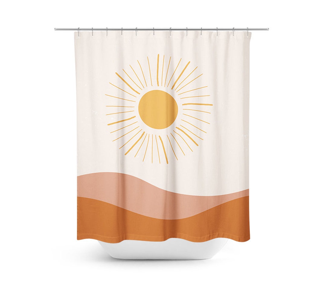 Sun Shower Curtain, Orange Sun Bathroom Set, Girls Dorm Room Toddler ...