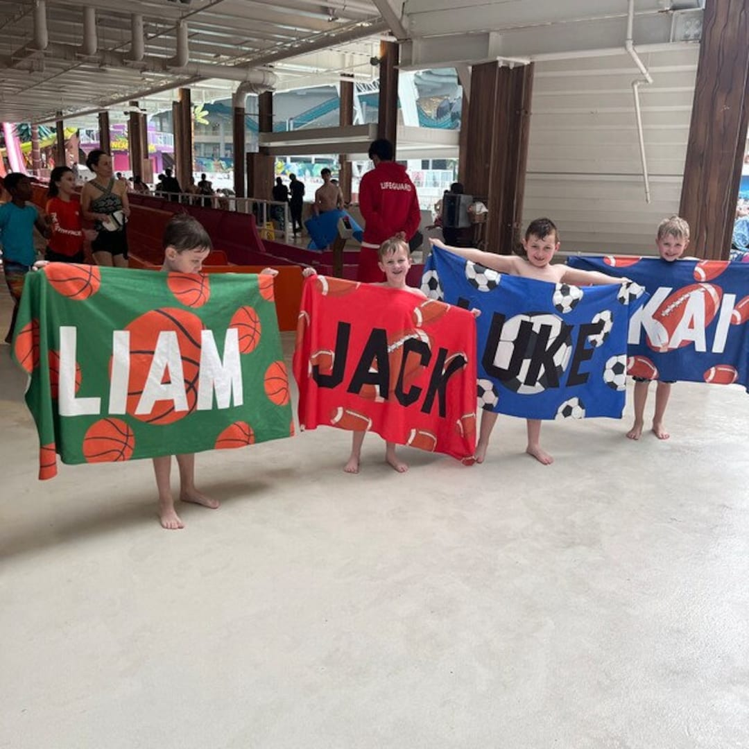 Personalized Sports Beach Towels , Kids Beach Towel With Name, Custom ...