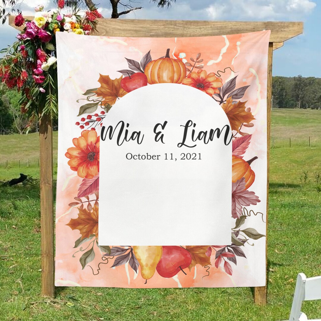 Personalized Autumn Wedding Backdrop: Fall Tapestry Decor - Etsy