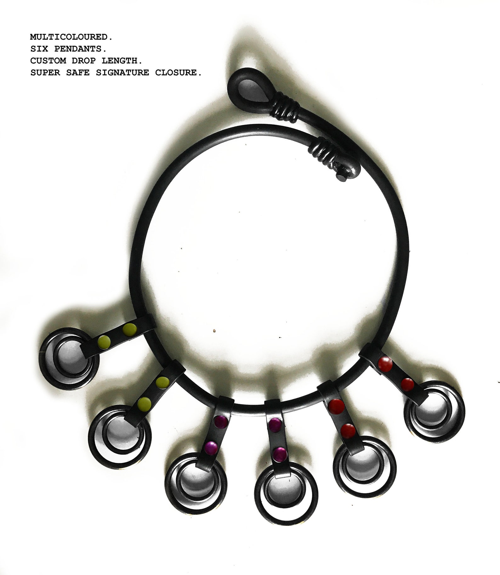 Avant Garde Multi-pendant Rubber Necklace, Futuristic Rubber Necklace ...