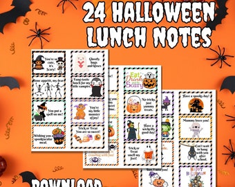 Halloween Lunch Box Notes Printable, Kids Lunch Notes, School Lunchbox ...