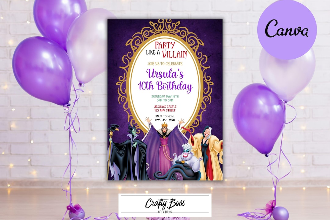 Villain Birthday Invitation: Evil Queen Party, Editable Canva Template ...