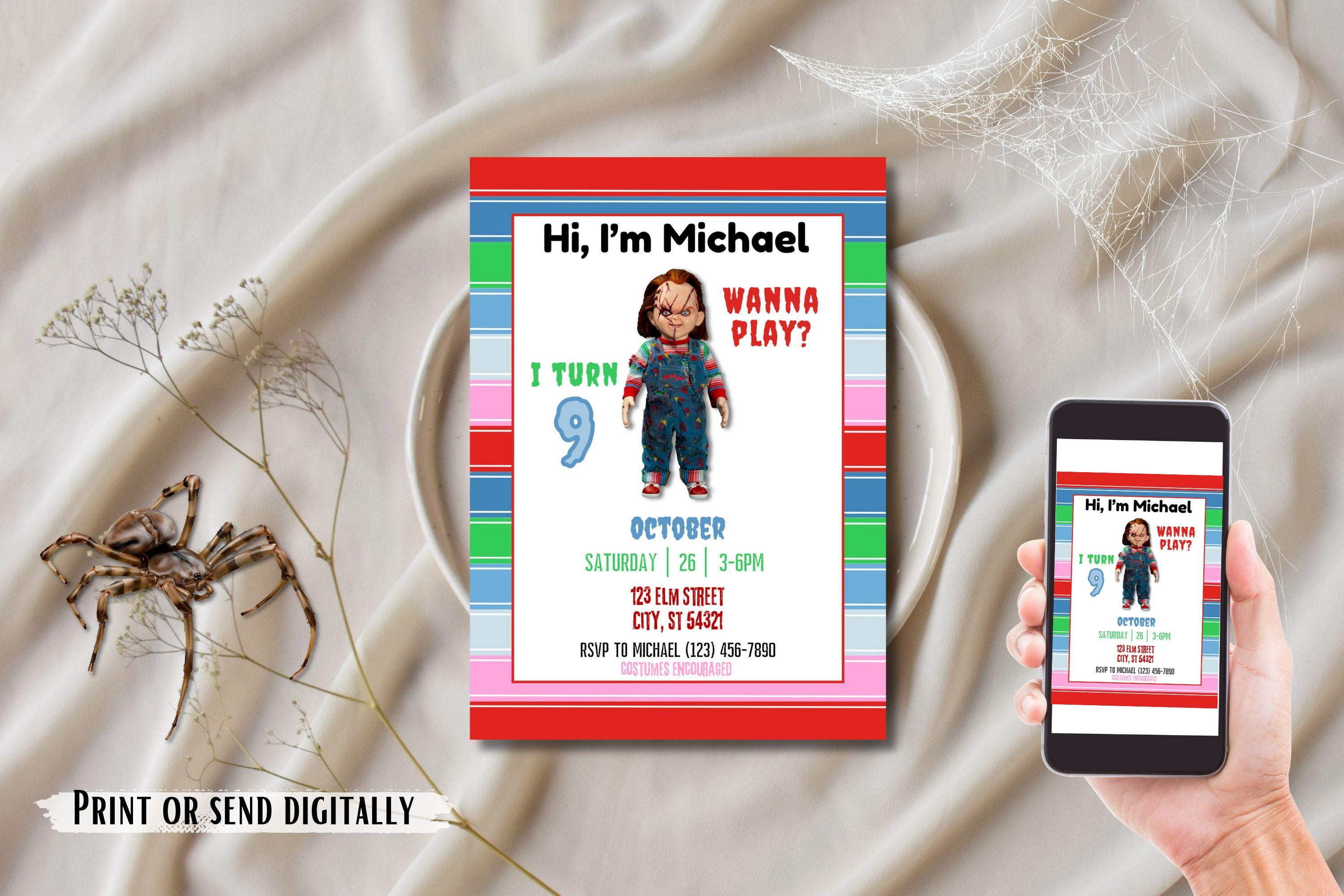 Chucky Birthday Invitation, Killer Halloween Party Invitation, Horror ...