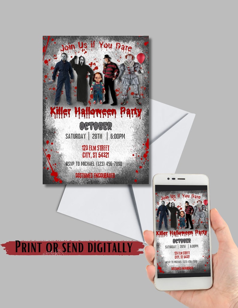 Killer Halloween Party Invitation, Adult Halloween Party Invitation ...