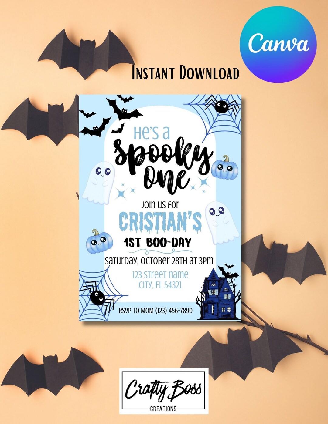 Spooky One Invitation Template, Spooky One Birthday, First Birthday ...